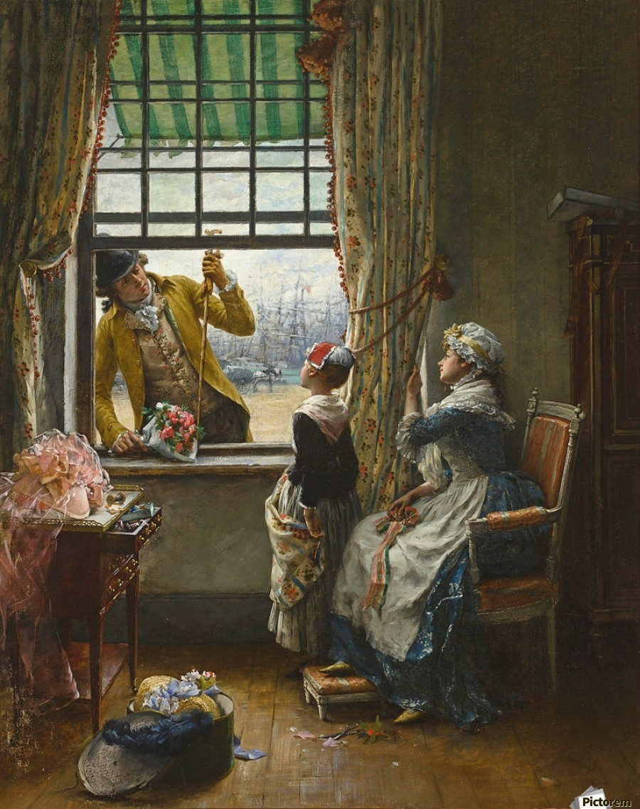 The flirtation by Vittorio Reggianini Wall Art